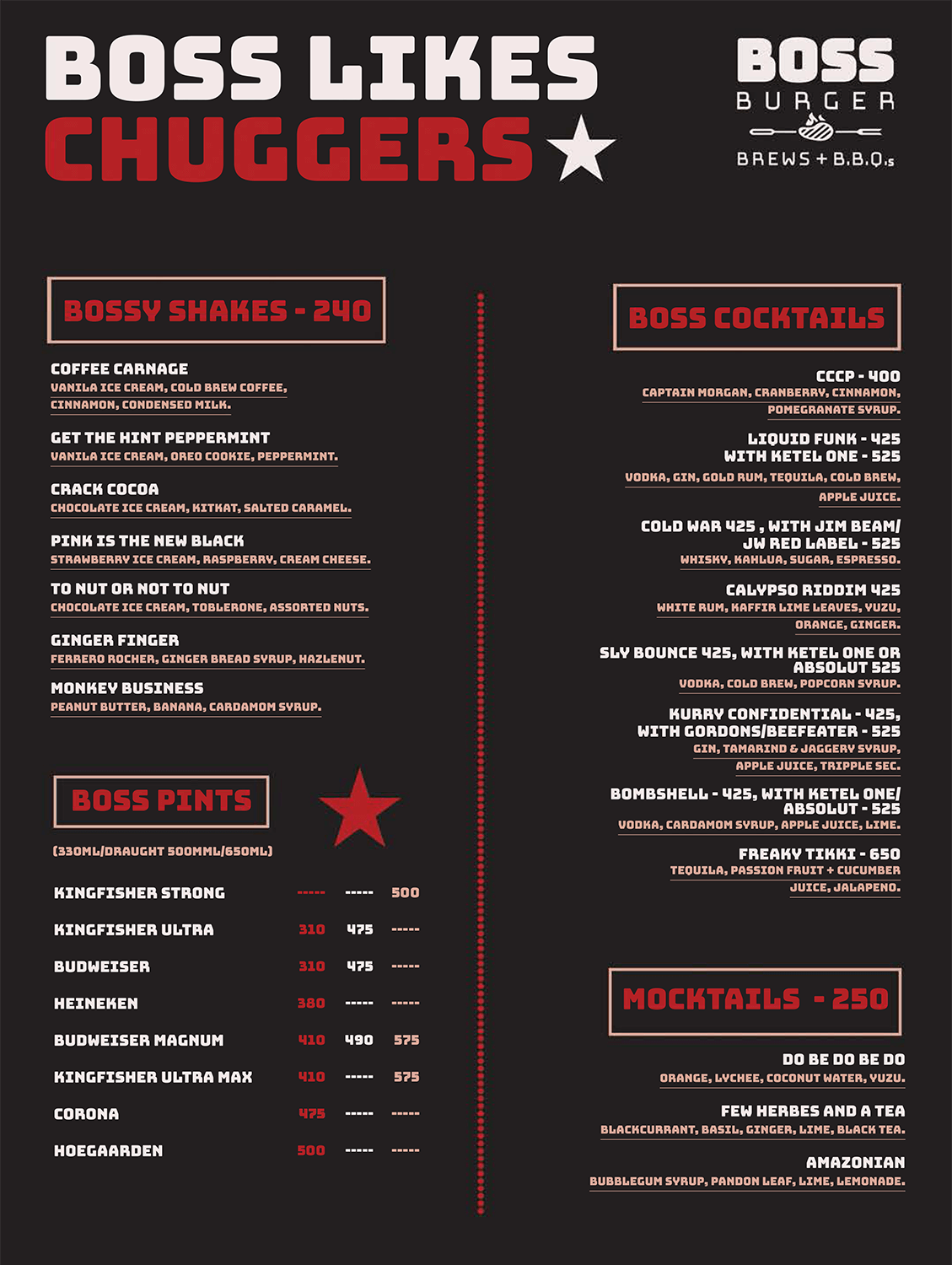 BOSS BURGER BREWS BBQS