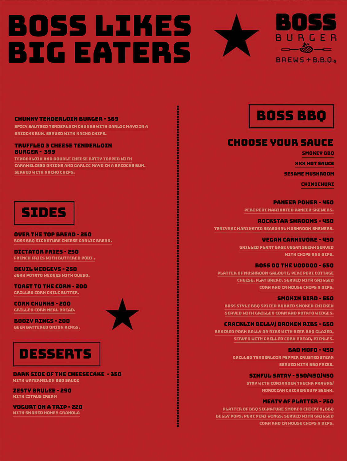 BOSS BURGER BREWS BBQS